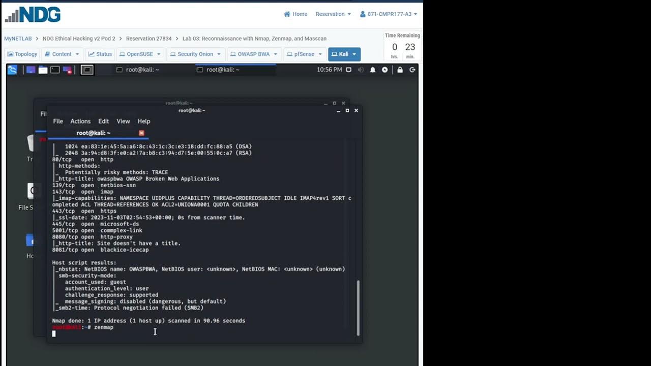 NetLAB+: Ethical Hacking V2: Lab 03: Reconnaissance with Nmap/Zenmap - YouTube