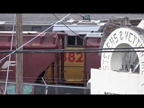 (Southbound) Union Pacific Double Stack Train slowly passes through the BNSF Tacoma Train Yard ...