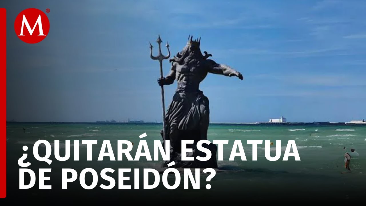 Autoridades clausuran la estatua de Poseidón en playa de Yucatán - YouTube
