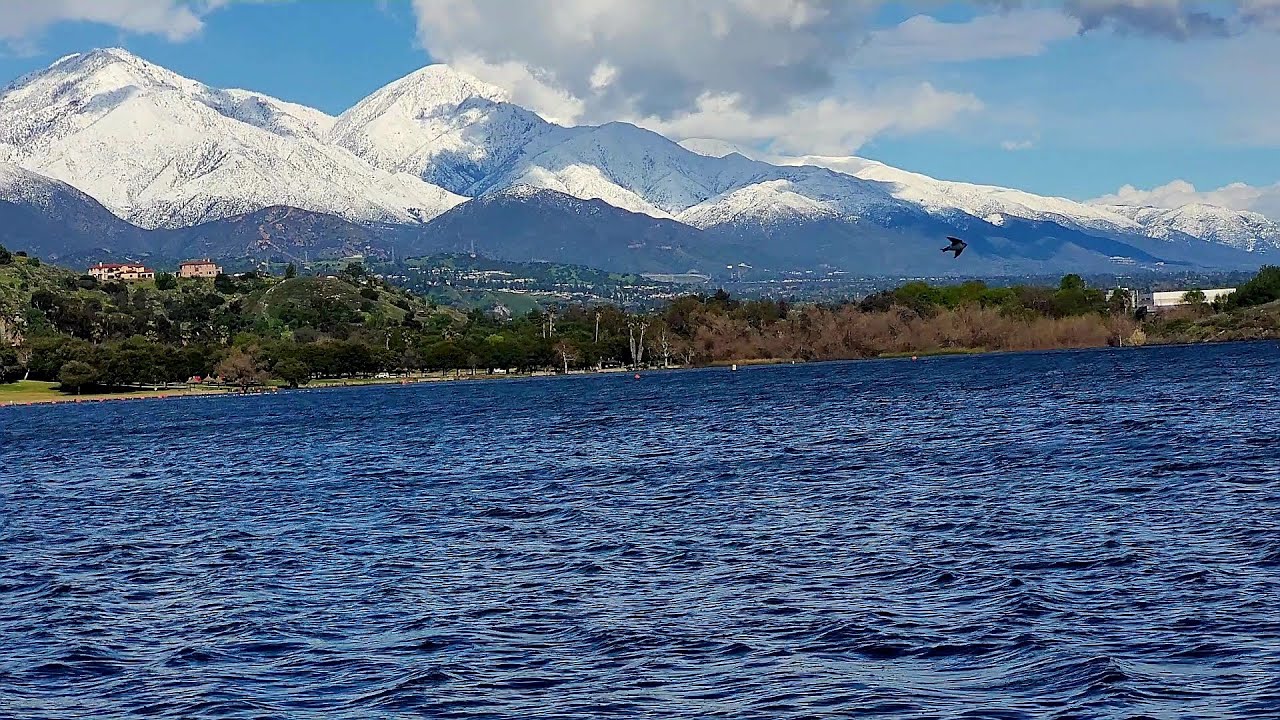 Stunning view of snow capped Mt Baldy and the San Gabriel Mountains ...