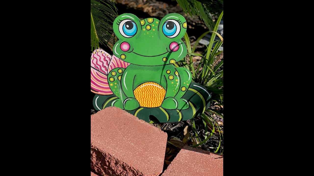 LEARN TO PAINT: Pretty Frog Yard Art - YouTube