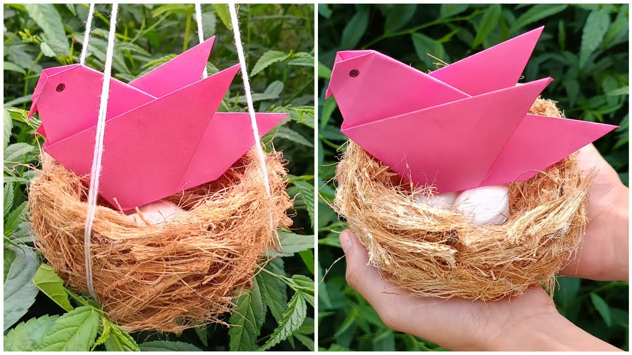 How to Make a Bird Nest With Coconut Shell & Coconut Husk | DIY Birds ...