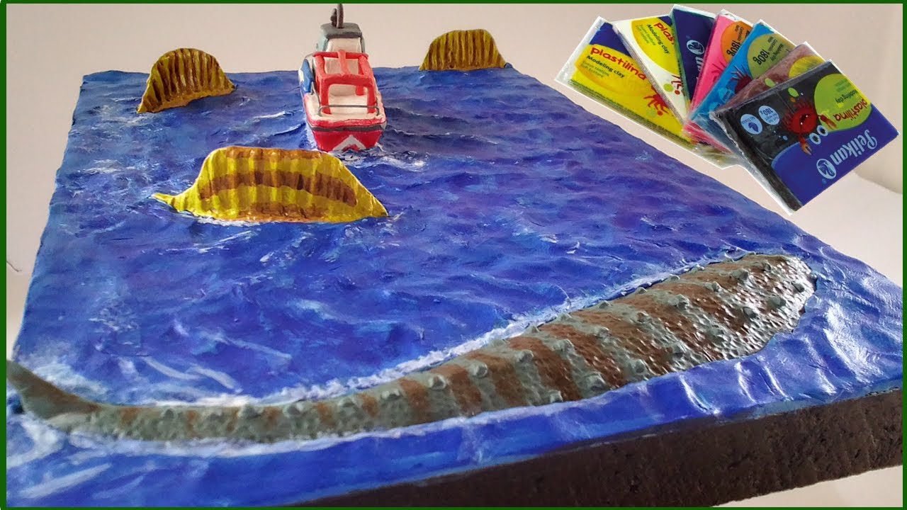 SPINOSAURS AND MOSASAURUS AROUND THE SHIP WITH CLAY/PLASTILINA ...