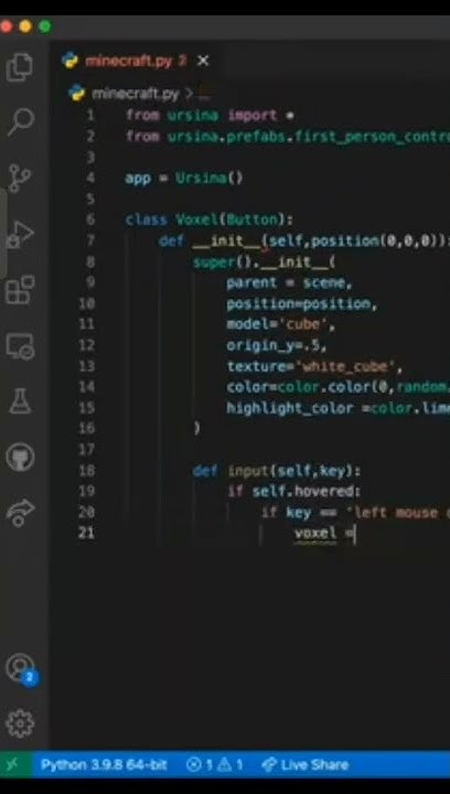 How to create Minecraft using python#minecraft #coding #shorts - YouTube
