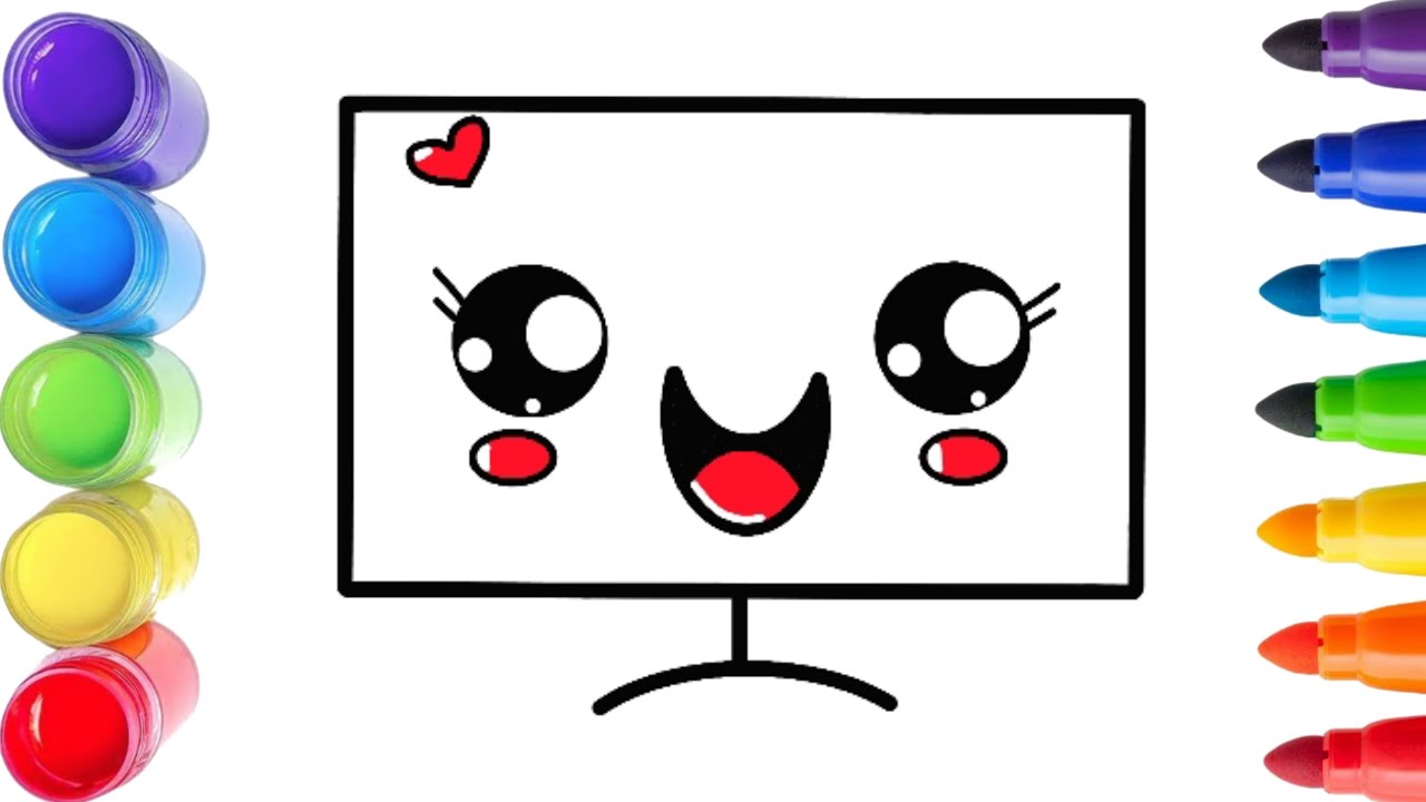 Draw and Color a Cute Computer 💻🖱️🌈 Drawings for Kids - YouTube