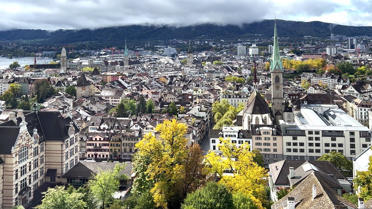 Zurich walk ETH roof terrace, University tower and Polyterrasse (4K, 30 ...