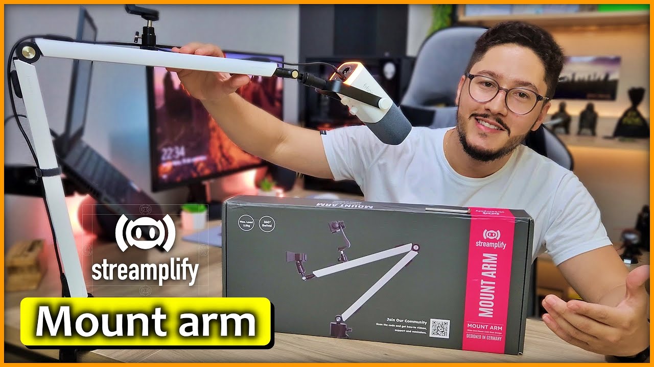 Suporte para microfone Mount Arm STREAMPLIFY branco - YouTube