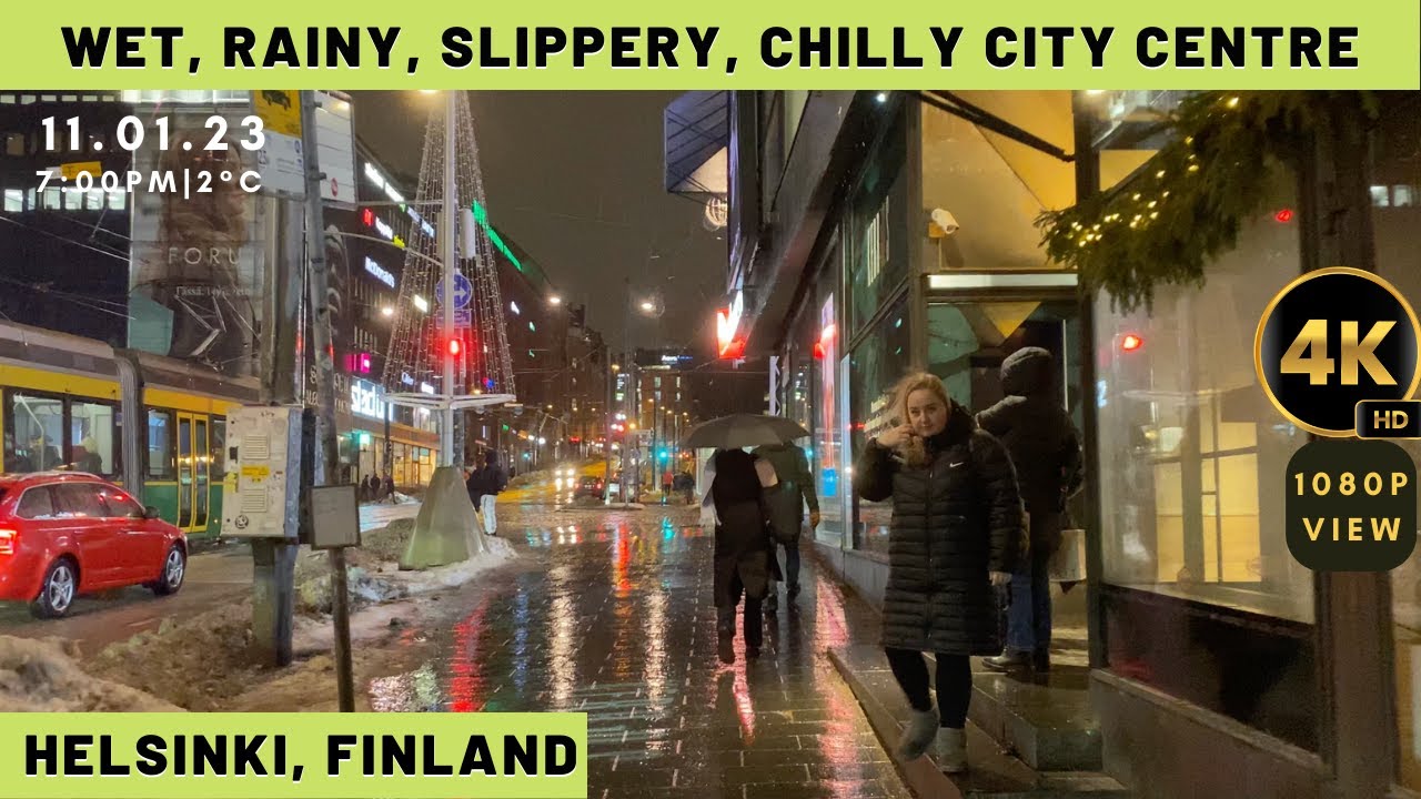 Helsinki, Finland 🇫🇮 - Windy, Slippery, Wet, Rainy & Chilly City Centre ...