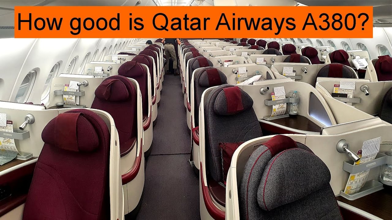 Trip Report: Qatar Airways A380 London to Doha Business Class - YouTube