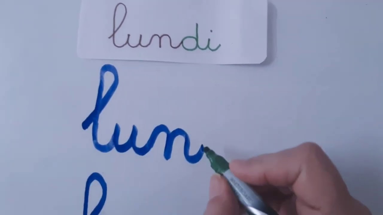 GS : Ecrire le mot lundi en écriture cursive - YouTube