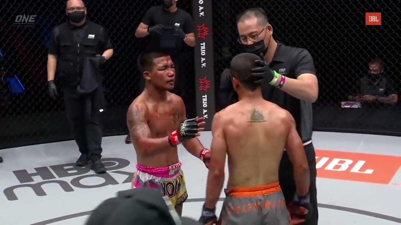 UFC's Rodtang helping opponent with a cut after a brutal fight - YouTube