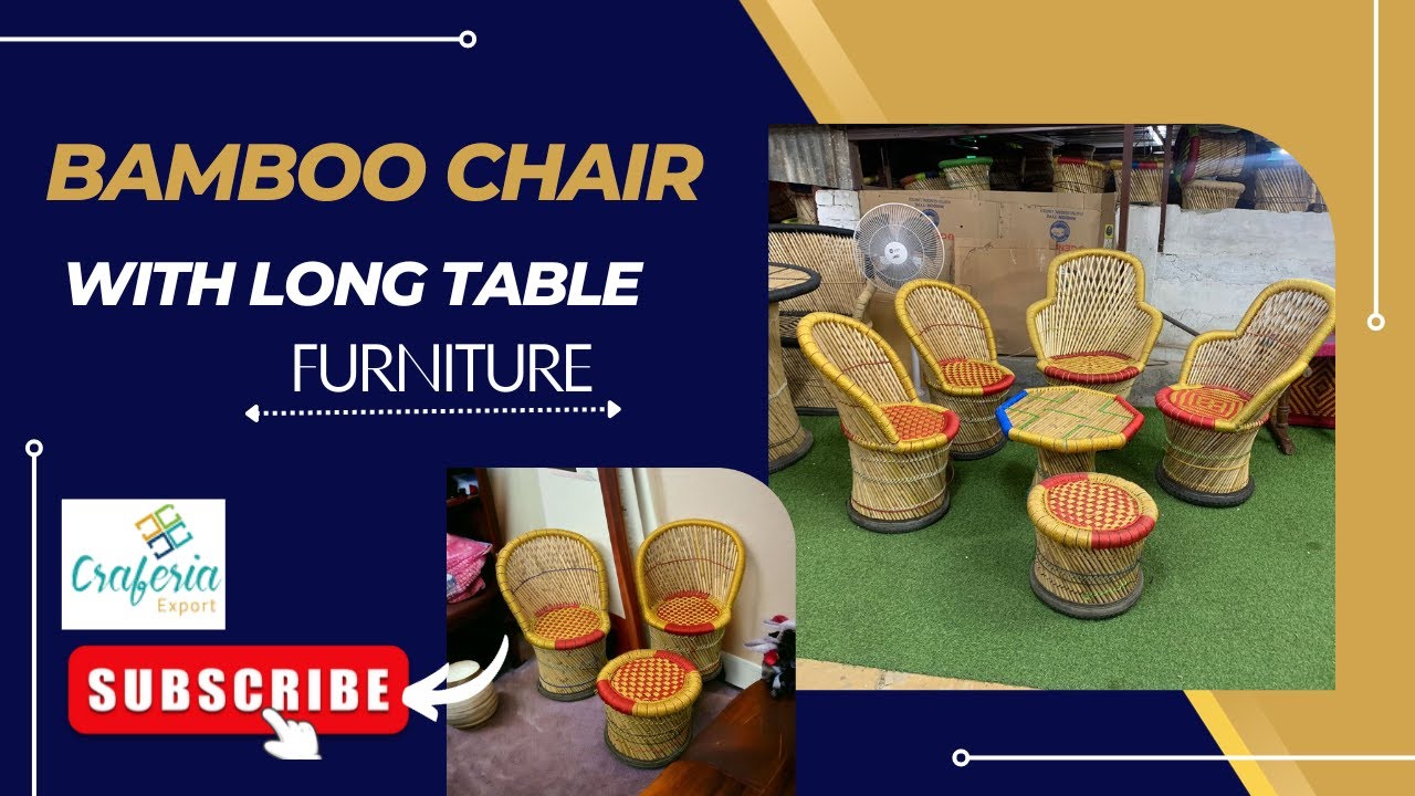 Handcrafted Bamboo large Mudha Chairs, Mudda Stools With Table For ...