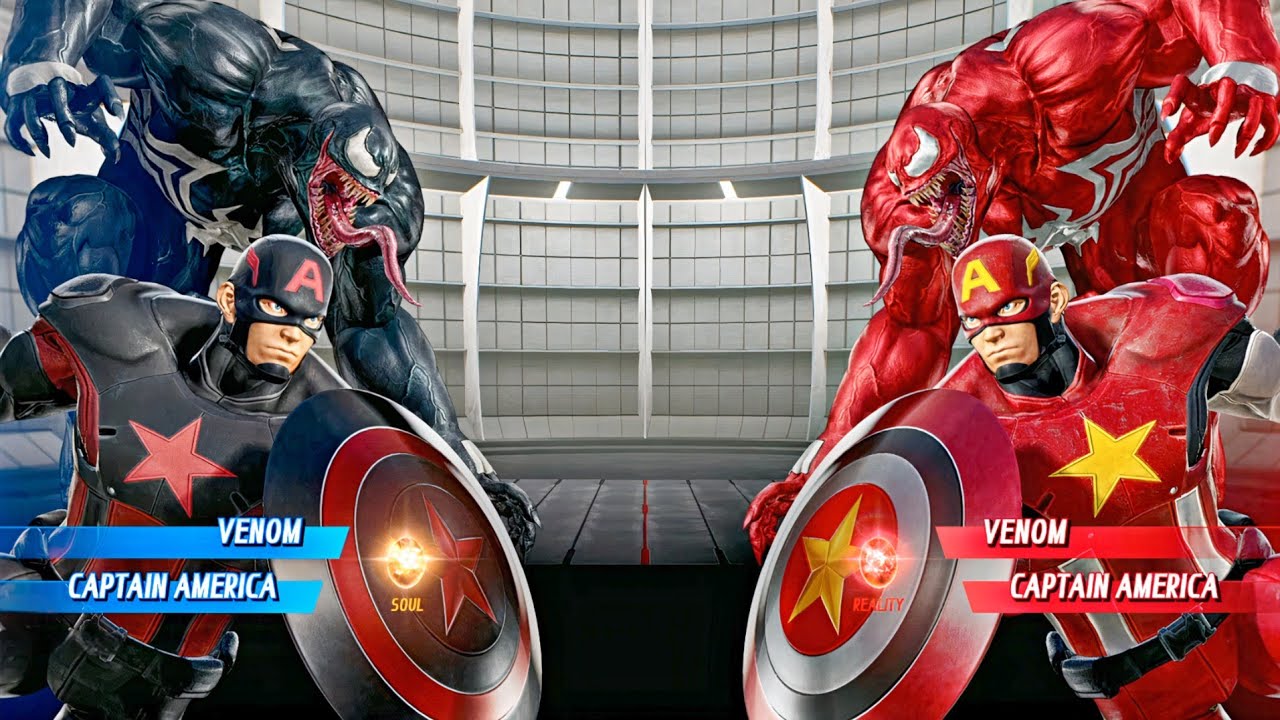 Black Captain America Venom vs. Carnage Red Captain America Fight ...