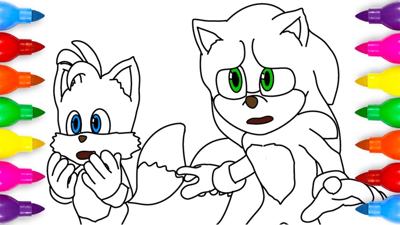 Sonic the Hedgehog 3 | Drawing Tails and Sonic Coloring Page - YouTube