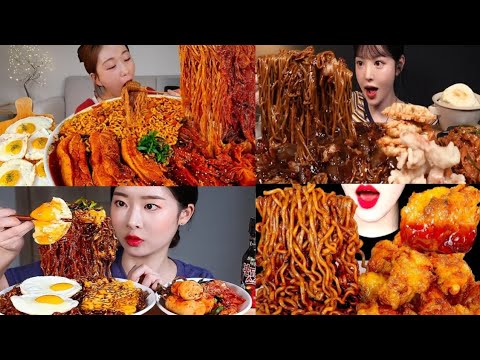 ASMR EATING KOREAN BLACK BEAN NOODLES /BEST MUKBANG CHALLENGE *ASMR ...