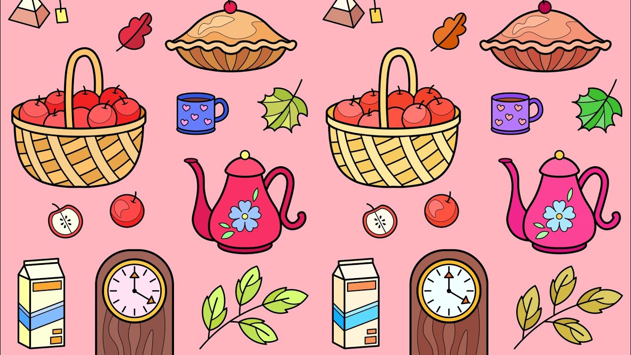 Fall Pattern in Pink Background Hey Color app Paint by Numbers # ...