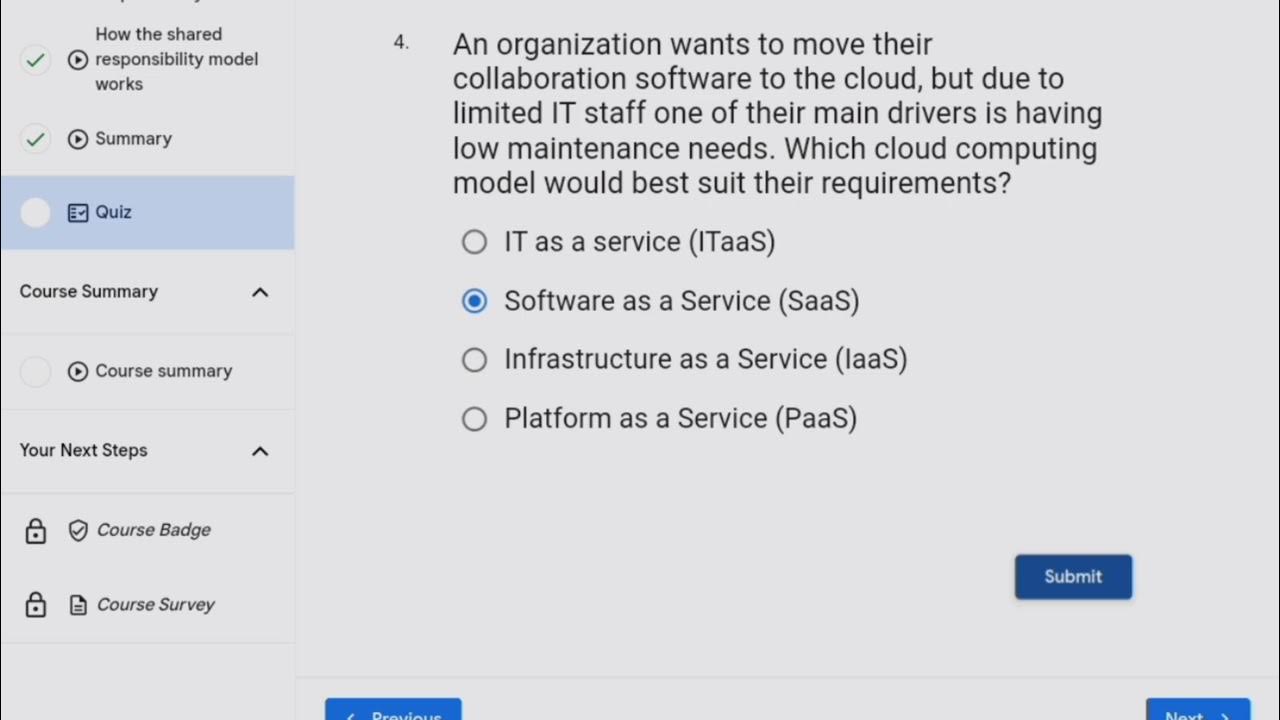 Cloud Computing Models and Shared Responsibility #quiz solution/answer ||#gcp #cloudcomputing ...