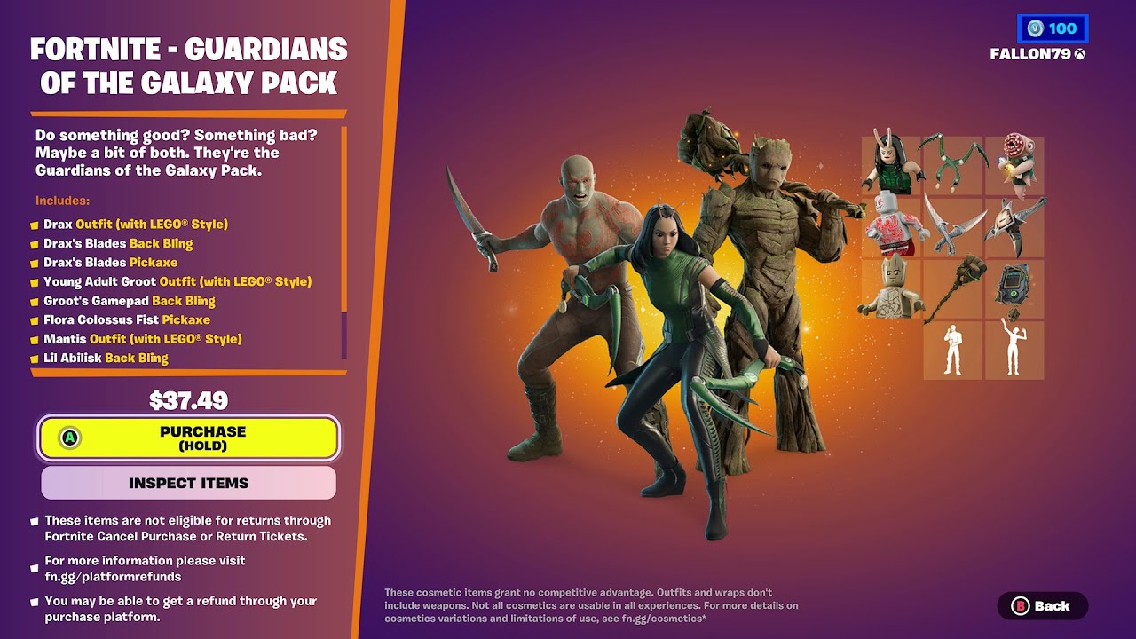 FORTNITE BUYING THE GUARDIANS OF THE GALAXY BUNDLE - YouTube