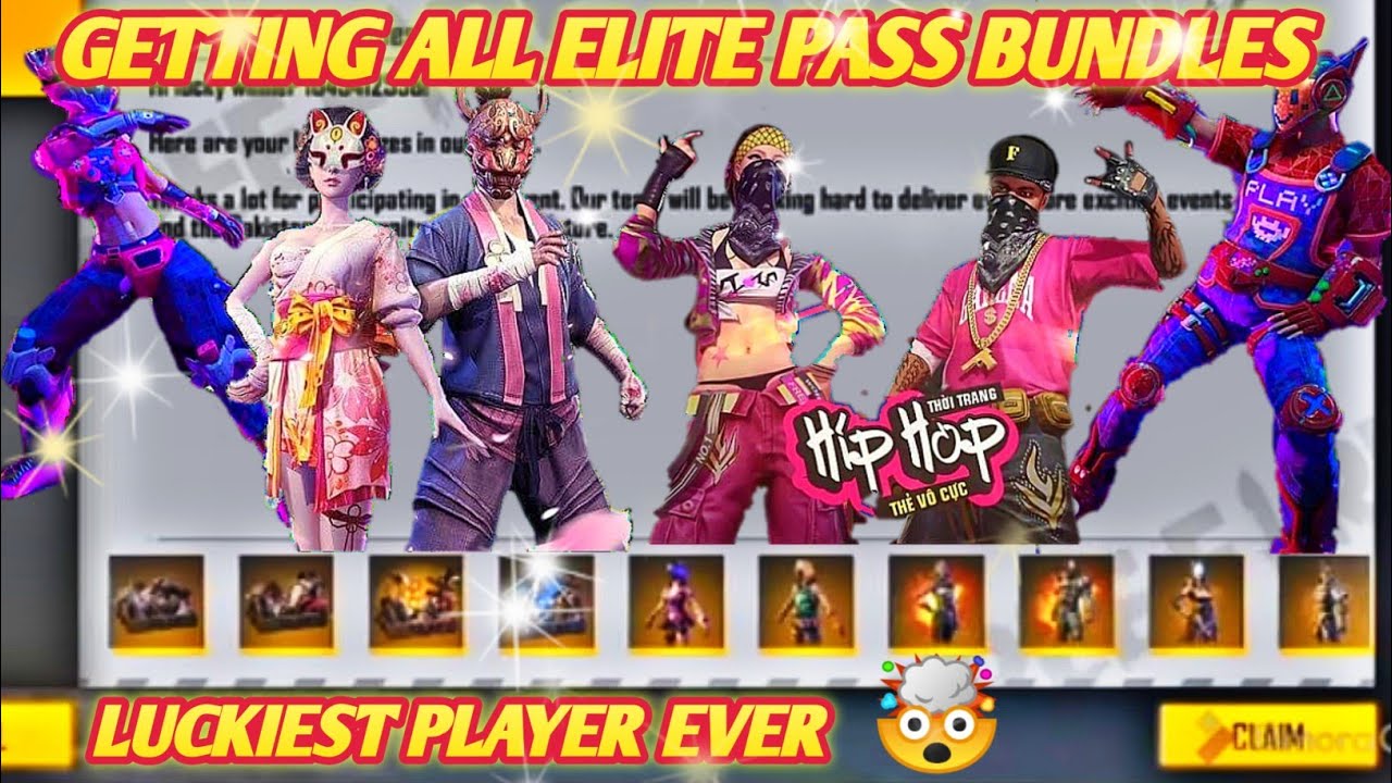 GETTING ALL ELITE PASS BUNDLE || LUCKIEST PLAYER EVER || FREE FIRE ALL ...