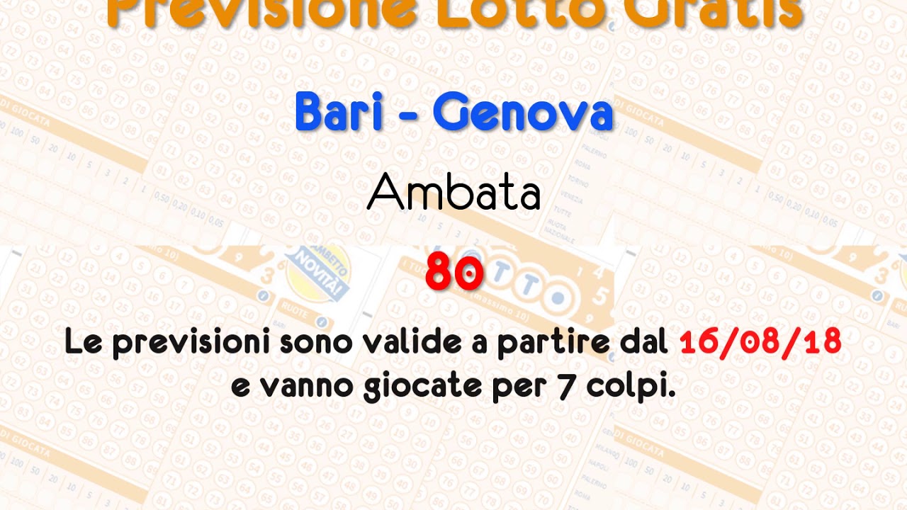 Previsioni Lotto Gratis 16 08 2018 - YouTube