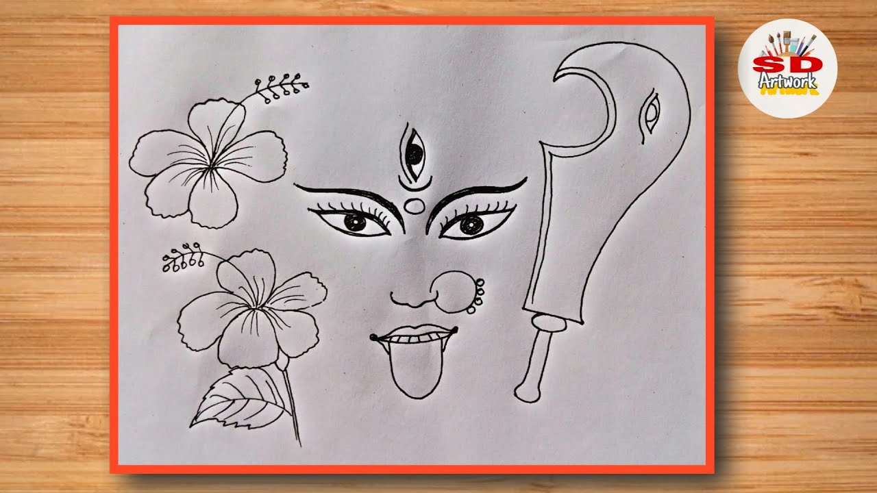 Maa kali face drawing easy step by step / Kali maa face drawing / kali ...