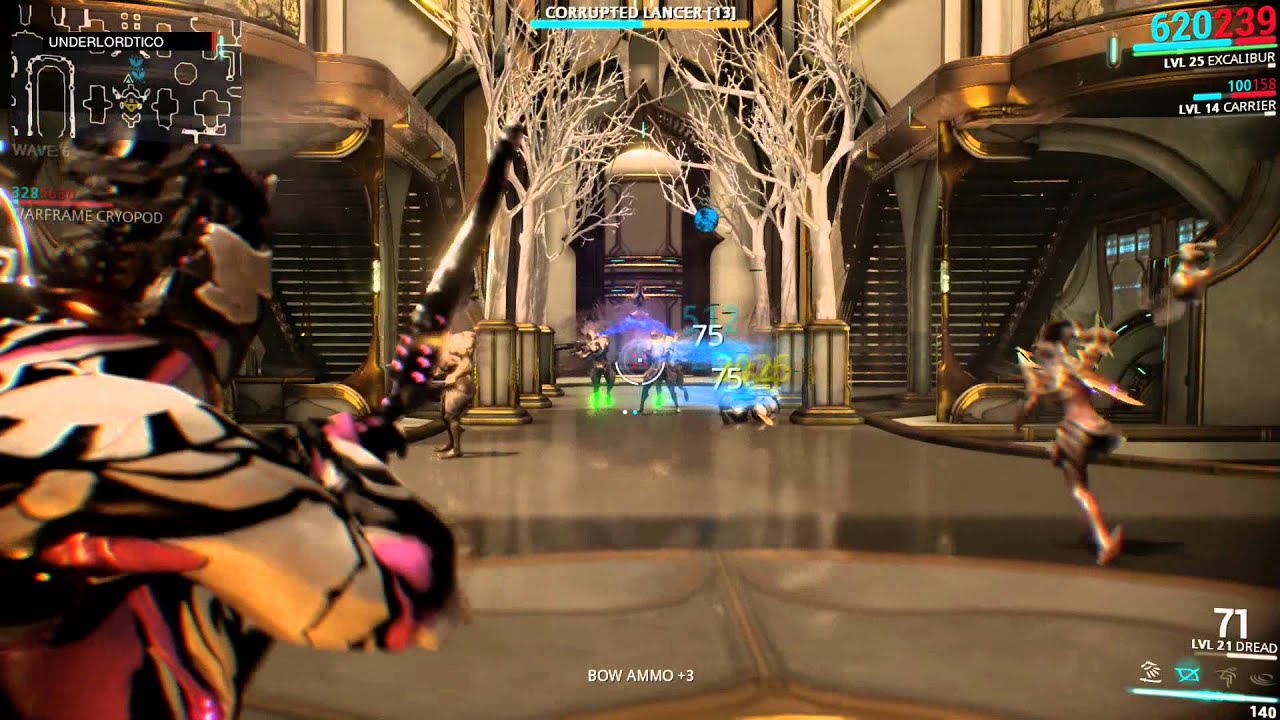 Warframe - Void Defense Excalibur Gameplay Using Dread - YouTube