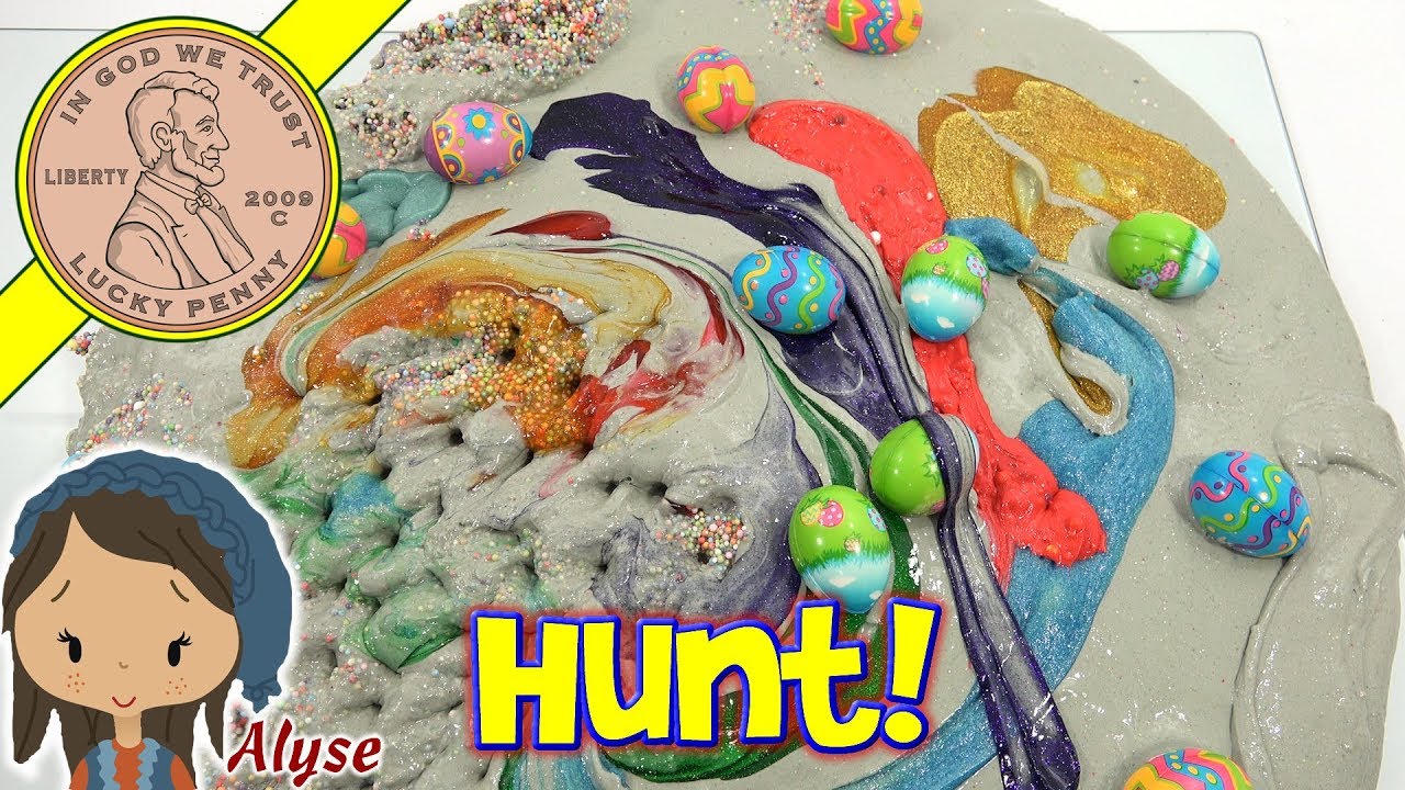 Easter Egg Slime Hunt! DIY Mixing Rainbow Colors - YouTube