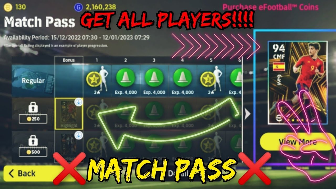 how to get players from match pass in efootball mobile 2023 - YouTube