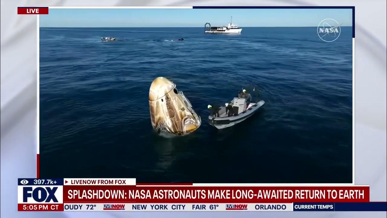 FULL splashdown and recovery of NASA SpaceX Crew_9 returning astronauts - YouTube