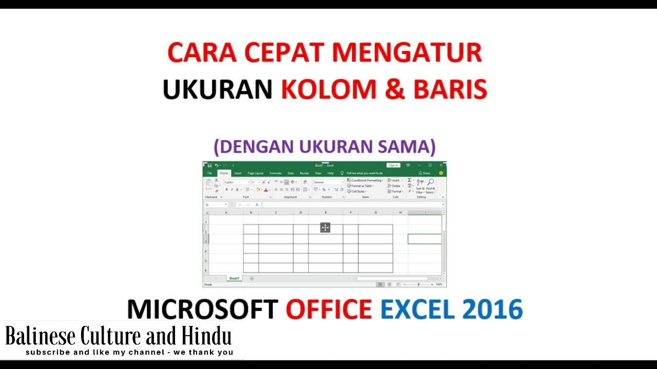 Cara Cepat Mengatur Ukuran Kolom dan Baris | Tutorial Ms. Office Excel - YouTube