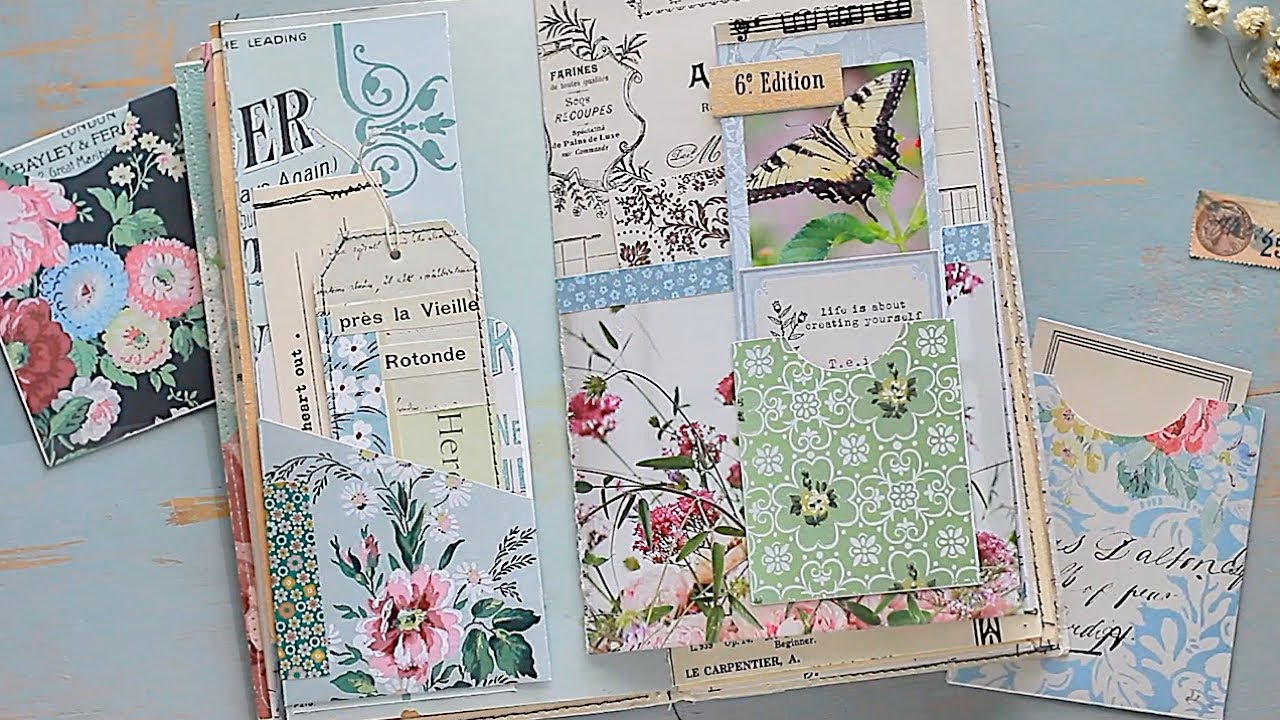 Pre Decorate Journal Pages With Magazines, Pockets, & Paper - YouTube