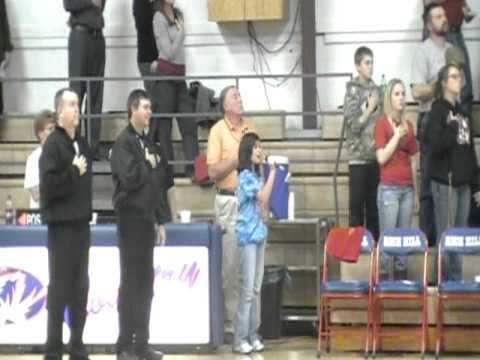 12 year old Erica Diehl singing the National Anthem at the Wemo ...