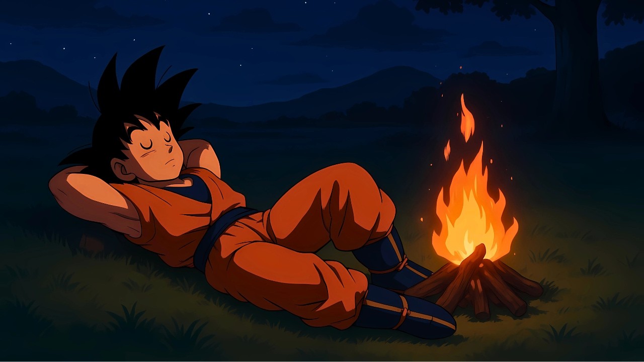 Relax and Rest with Goku under the Night Sky | Peaceful Dragon Ball ...