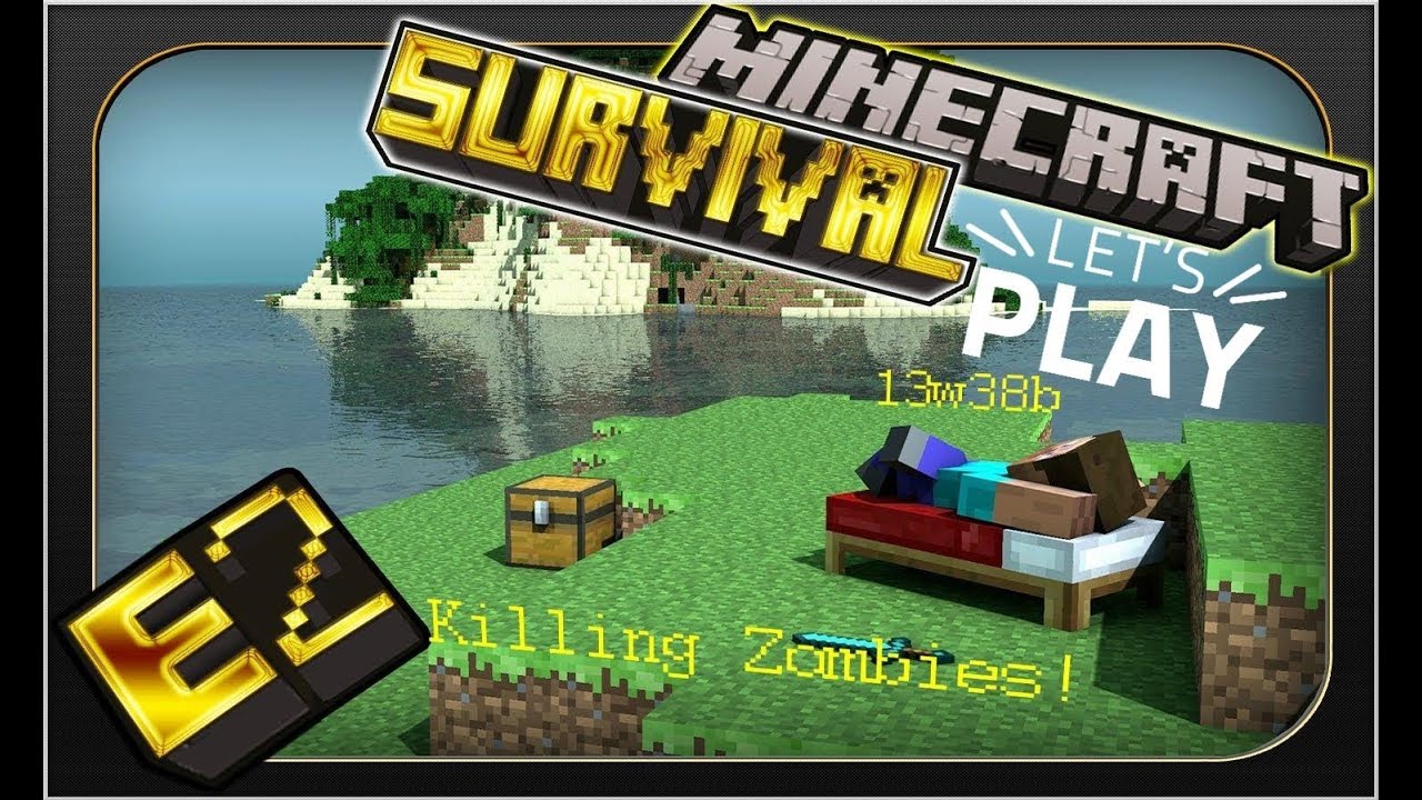Minecraft Survival Snapshot 13w38b | E02 | Killing Zombies! - YouTube