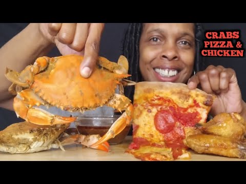 CRABS PIZZA & CHICKEN|EAT WITH ME - YouTube