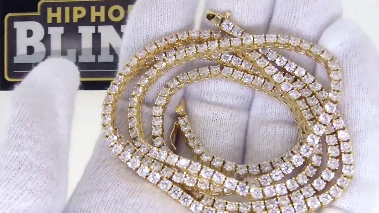 .925 Sterling Silver 3MM Lab Made Bling Bling Chain | 18K Gold Wrapped ...