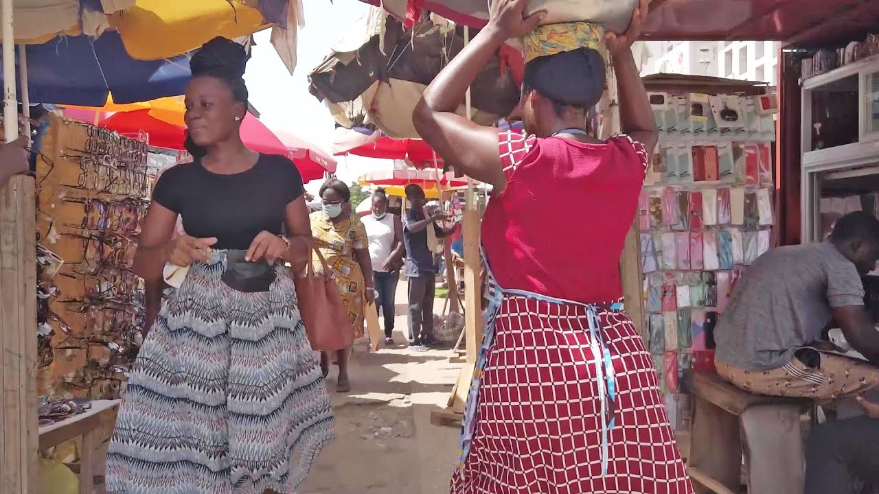 INSIDE BUSY MARKET GHANA ACCRA MAKOLA AFRICAN WALK VIDEOS - YouTube