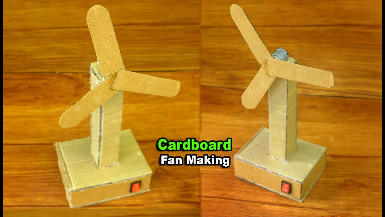 How to make cardboard fan at home - Cardboard Fan - Cardboard Electric ...