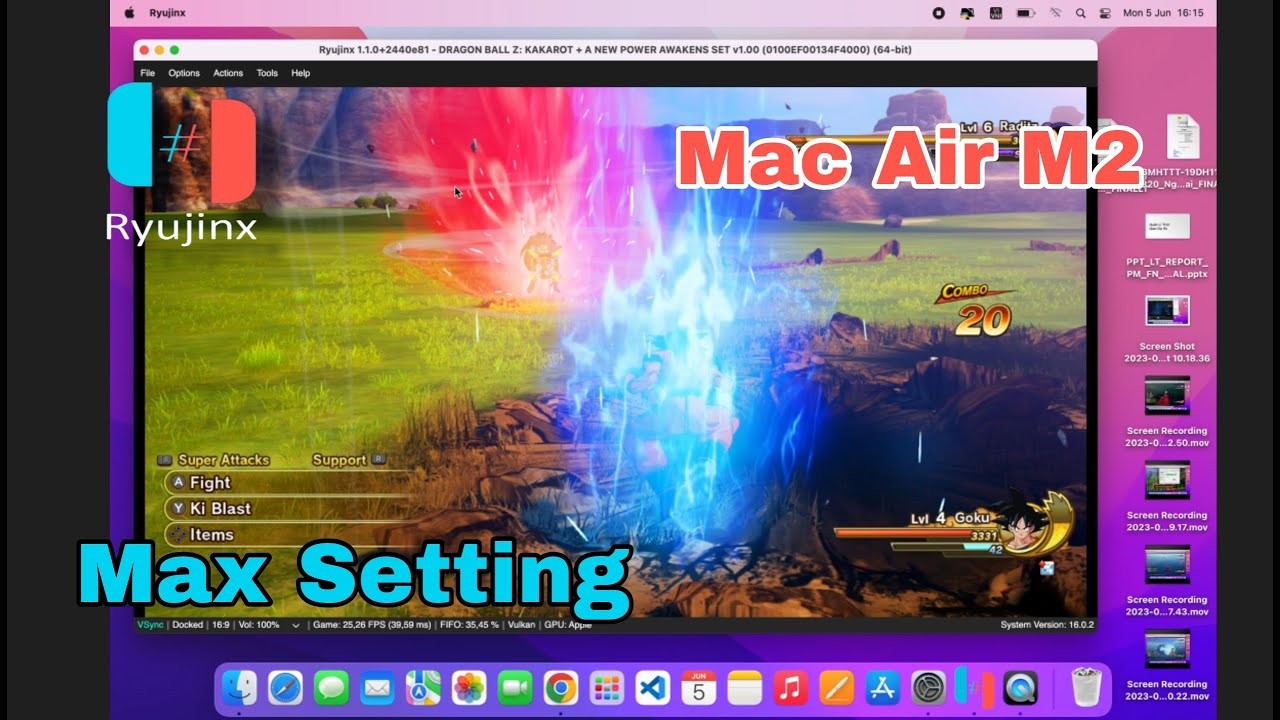 Switch Emulator Ryujinx | Dragon Ball Z Kakarot on Mac Air M2 | Max Setting | New Update - YouTube