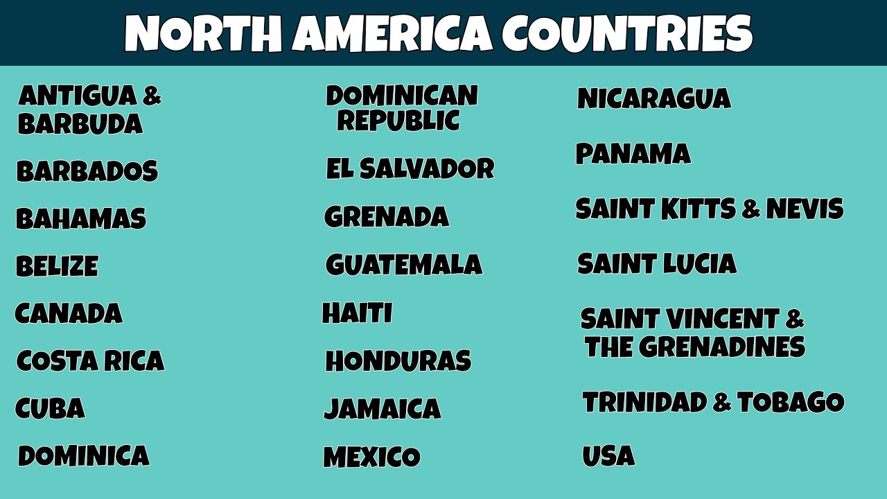 Lists Of Countries In North America