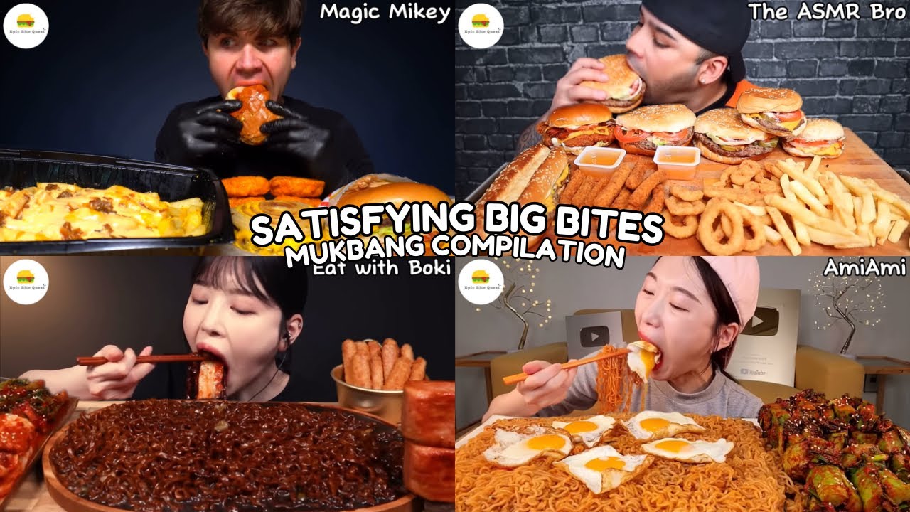 ASMR | SATISFYING BIG BITES MUKBANG COMPILATION | FAST FOOD X KOREAN ...