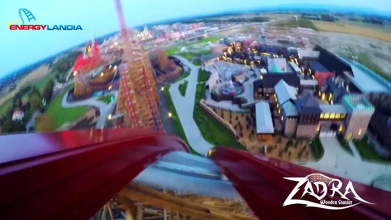 zadra wooden coaster pov premier test energylandia amusement park ...