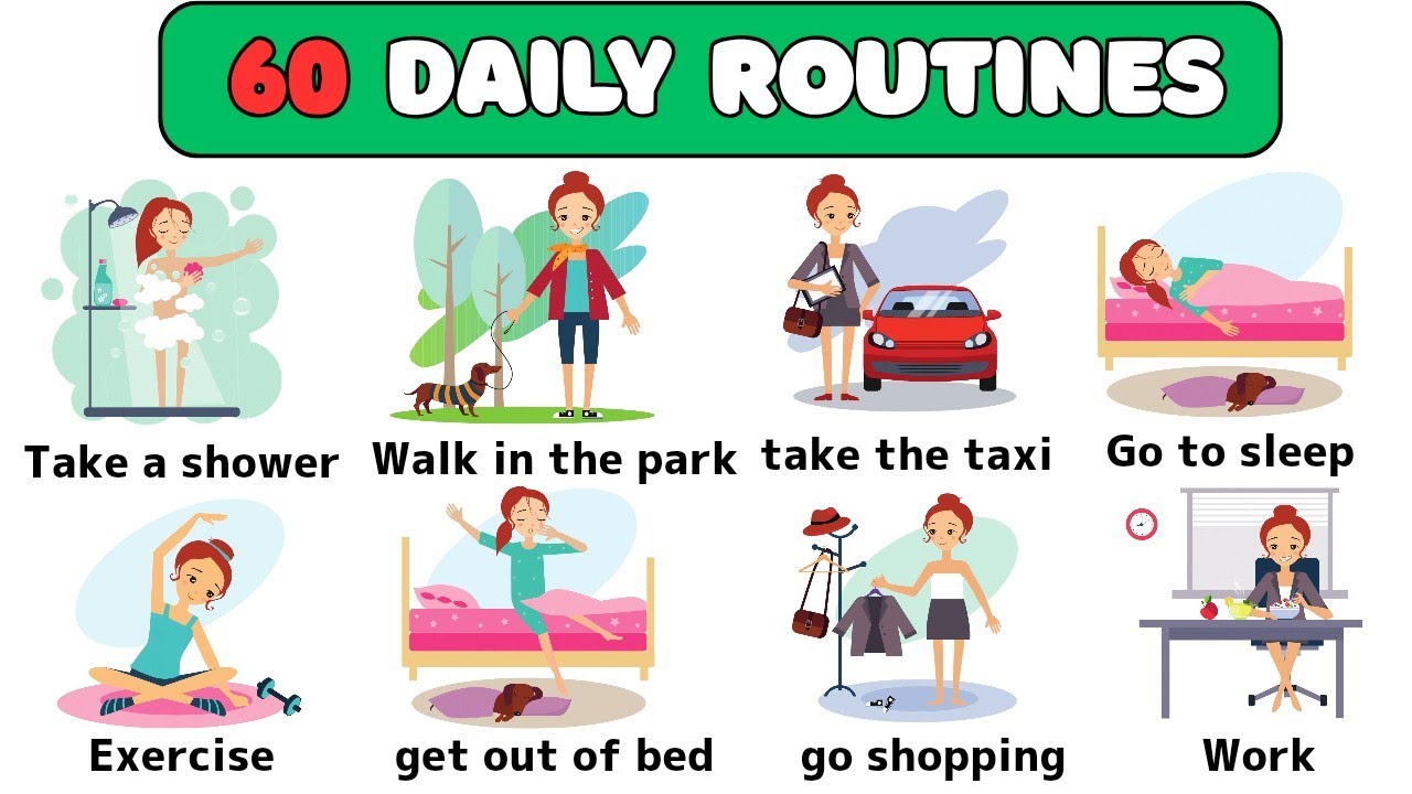 60 Daily Routines Vocabulary with Sentence | Daily Use English ...