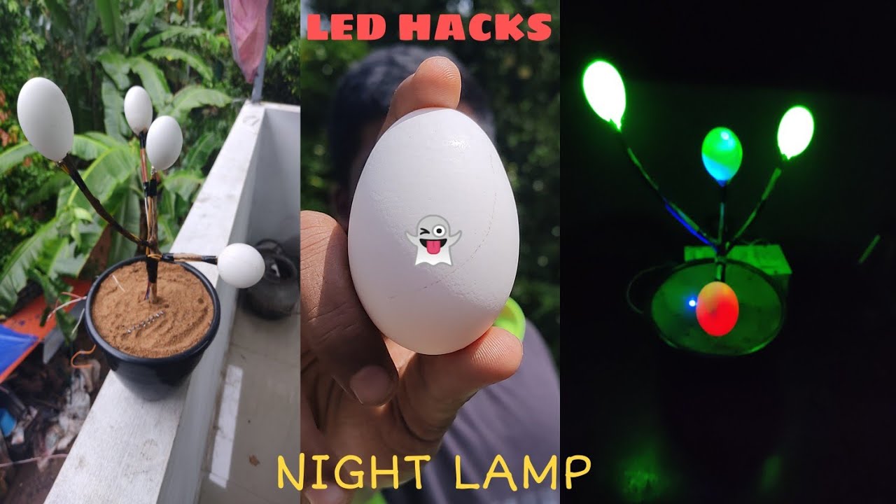 LED hacks using egg shell [ Night lamp making ] - YouTube
