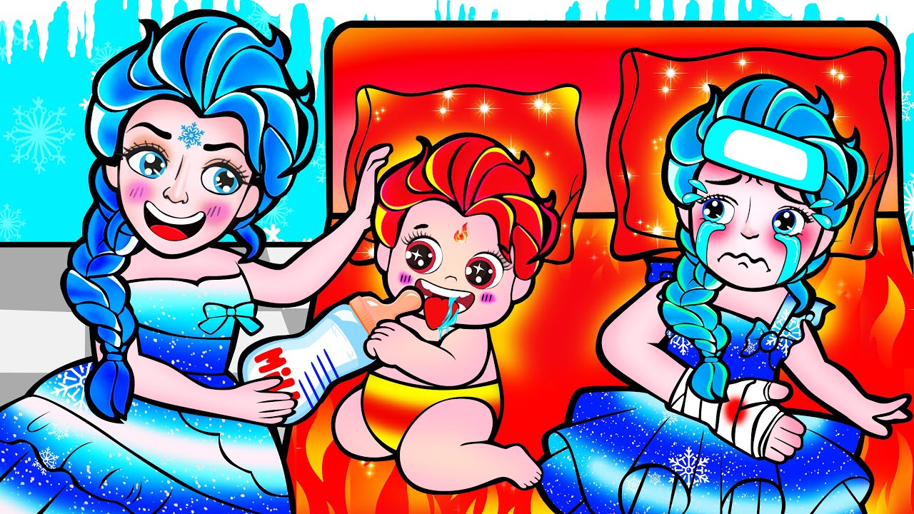 Paper Dolls Dress Up - Clumsy Elsa Frozen Daughter vs Elsa Fire Mother ...