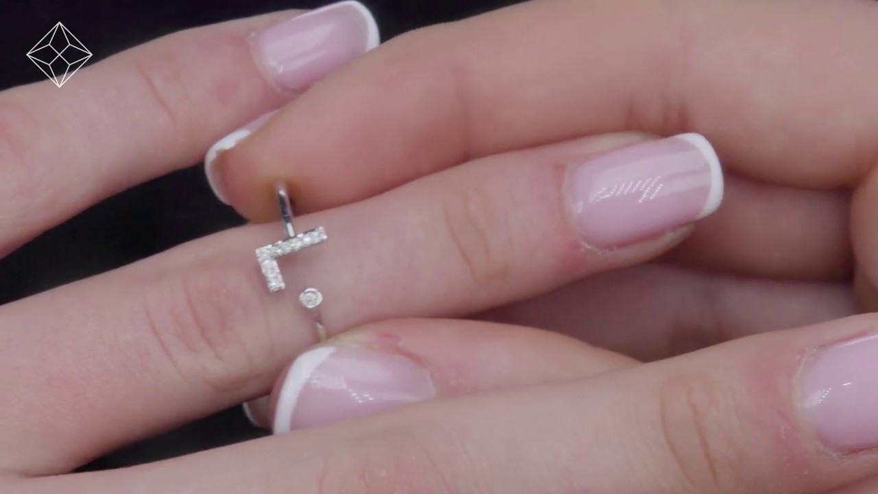 Diamond Initial 'L' Ring 0.07ct set in 9K White Gold - E6222-NY - YouTube