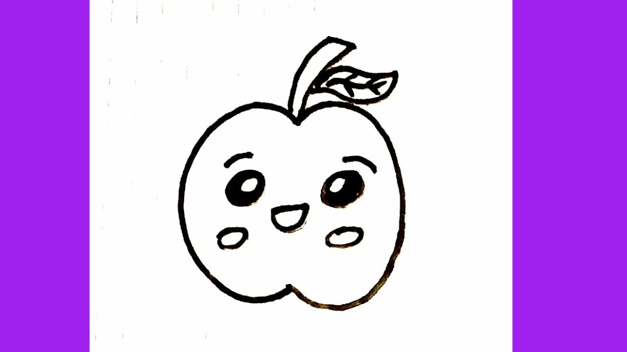 Cute Apple Drawing Step by step | Drawing for kids - YouTube