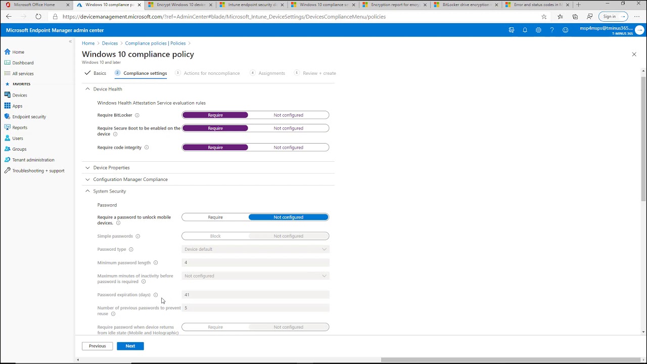 Windows 10 Compliance Policy Intune - YouTube