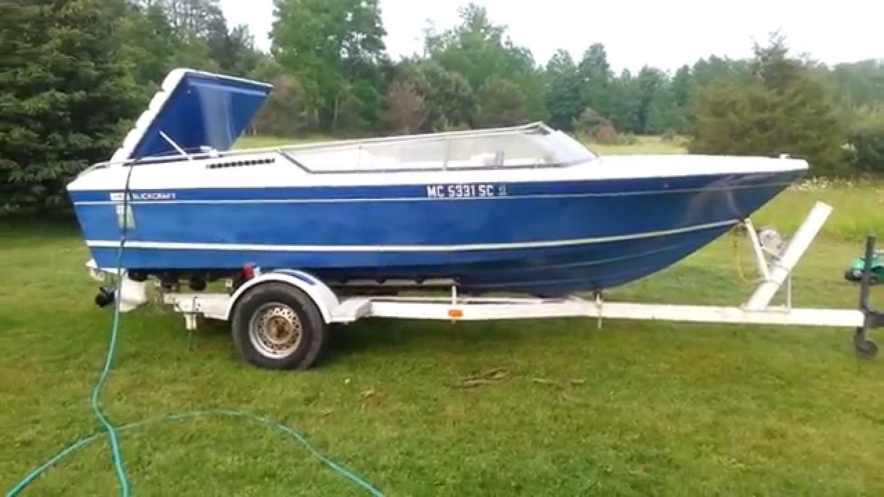 1977 slickcraft sx176 omc 235 v8 - YouTube