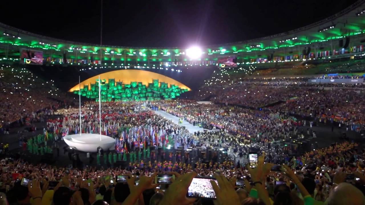 Brazil enter the Maracana stadium - YouTube